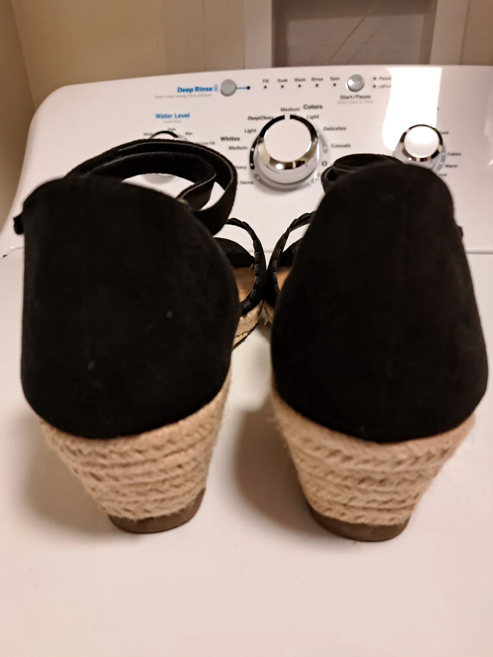 comfortview | Shoes | Black Womens Scalloped Espadrille Wedge Sandals ...